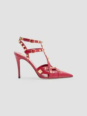 Valentino Garavani Studdy 100mm Kidskin Pumps - Red