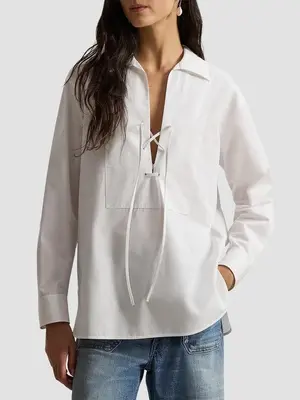 Polo Ralph Lauren Lace-up Bib Cotton Shirt