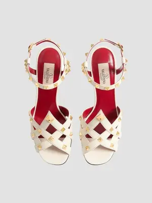 Valentino Garavani Studdy 100mm Kidskin Sandals - Ivory