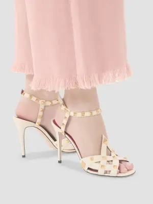 Valentino Garavani Studdy 100mm Kidskin Sandals - Ivory