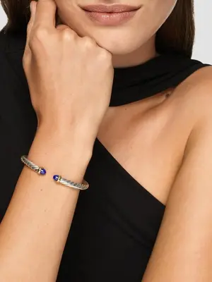 David Yurman Cable Flex Bracelet In Sterling - Lapis Lazuli