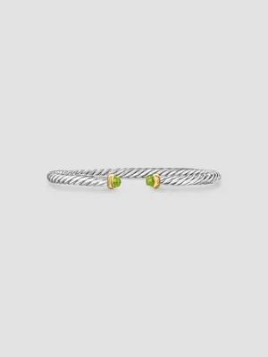 David Yurman Cable Flex Bracelet In Sterling Silver Peridot