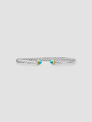 David Yurman Cable Flex Bracelet In Sterling Silver Turquoise