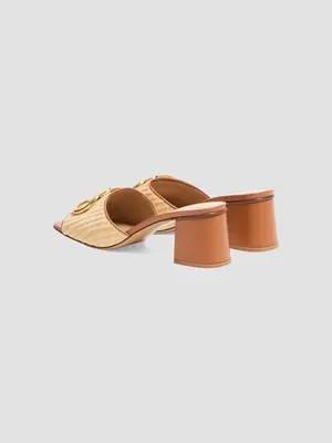 Valentino Garavani Vlogo Signature 60mm Slide Sandals In Raffia