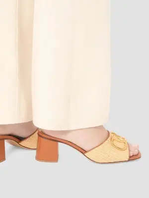 Valentino Garavani Vlogo Signature 60mm Slide Sandals In Raffia