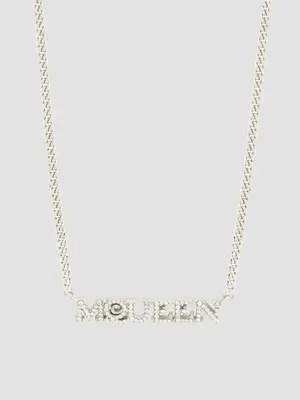 Alexander McQueen Silvertone & Glass Crystal Logo Necklace - Silver Grey