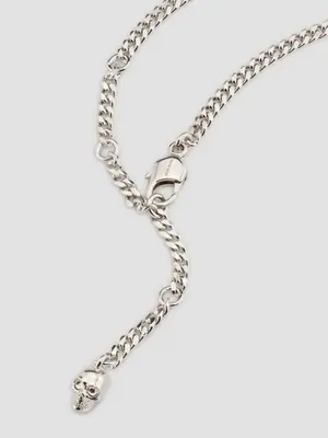 Alexander McQueen Silvertone & Glass Crystal Logo Necklace