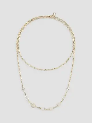 Alexander McQueen Goldtone & Glass Crystal Logo Chain Necklace