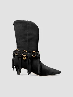 Michael Kors Daniela 50mm Fringed Suede Boots - Black