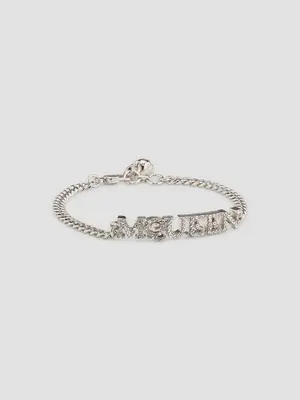 Alexander McQueen Silvertone & Glass Crystal Logo Bracelet - Silver Grey