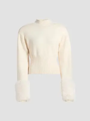 Ronny Kobo Jenner Faux-fur Cuff Knit Top
