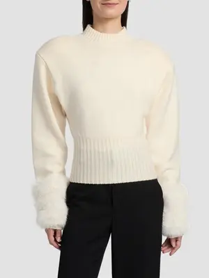 Ronny Kobo Jenner Faux-fur Cuff Knit Top