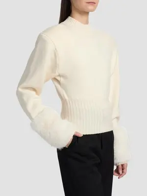 Ronny Kobo Jenner Faux-fur Cuff Knit Top