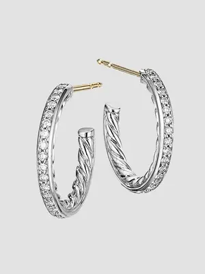 David Yurman Pavé Hoop Earrings In Sterling - Silver