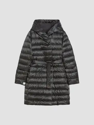 Max Mara Reversible Down Jacket In Water Repellent Satin - Black