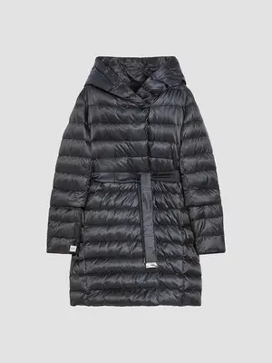 Max Mara Reversible Down Jacket In Water Repellent Satin - Midnightblue