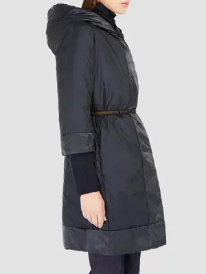 Max Mara Reversible Down Jacket In Water Repellent Satin - Midnightblue