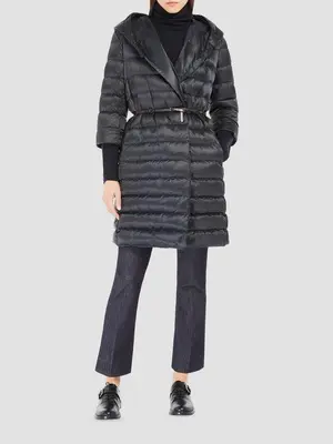 Max Mara Reversible Down Jacket In Water Repellent Satin - Midnightblue