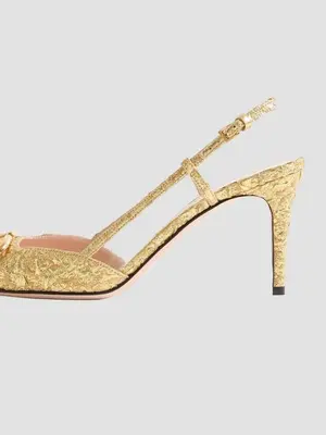 Valentino Garavani Vlogo Signature 80mm Slingback Pumps In Cloqué Jacquard Fabric