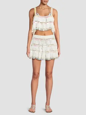 My Beachy Side Viola Crochet-knit Sequined Tankini Top
