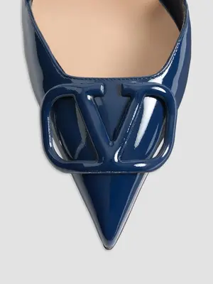 Valentino Garavani Vlogo Signature 80mm Patent Leather Slingback Pumps - Blue