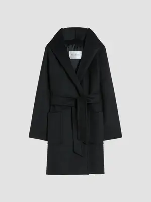Max Mara Rialto Hair Hooded Wrap Coat - Black