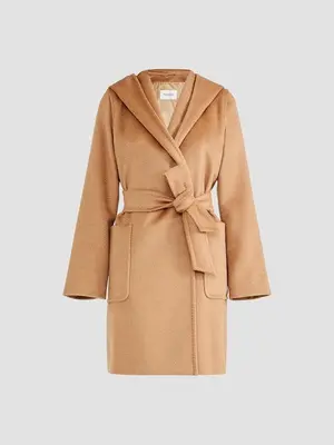 Max Mara Rialto Hair Hooded Wrap Coat - Camel