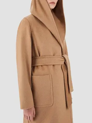 Max Mara Rialto Hair Hooded Wrap Coat - Camel