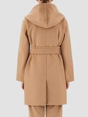 Max Mara Rialto Hair Hooded Wrap Coat - Camel