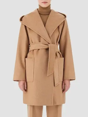 Max Mara Rialto Hair Hooded Wrap Coat - Camel