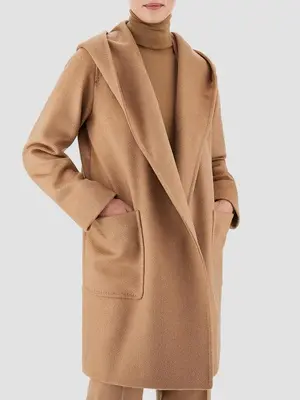 Max Mara Rialto Hair Hooded Wrap Coat - Camel