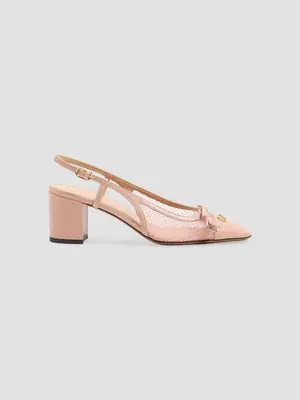 Valentino Garavani Valet Du Roi 60mm Slingback Pump In Mesh And Kidskin - Pink
