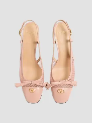 Valentino Garavani Valet Du Roi 60mm Slingback Pump In Mesh And Kidskin - Pink