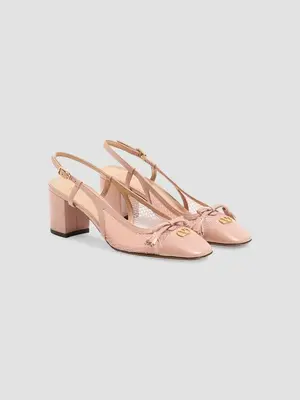 Valentino Garavani Valet Du Roi 60mm Slingback Pump In Mesh And Kidskin - Pink