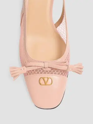Valentino Garavani Valet Du Roi 60mm Slingback Pump In Mesh And Kidskin - Pink