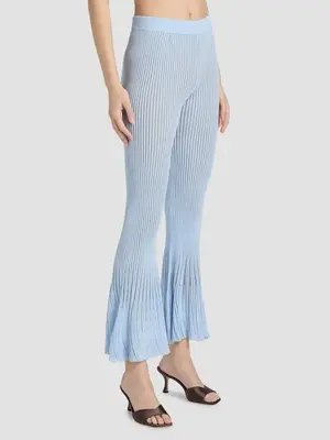 Ronny Kobo Dallas Rib-knit High-rise Flared Pants