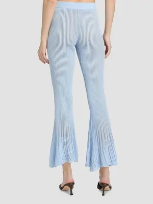 Ronny Kobo Dallas Rib-knit High-rise Flared Pants