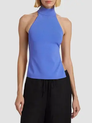 Cult Gaia Wake Rib-knit Turtleneck Top