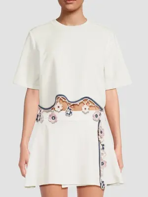My Beachy Side Peony Crocheted Hem Cover-up Top - Ivory