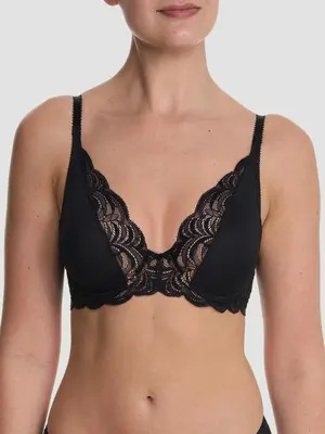 Natori Persuasion Lace Convertible Plunge T Shirt Bra - Black