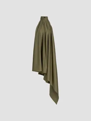 Ronny Kobo Fleur Asymmetric Wool-blend Halter Midi-dress