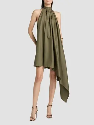 Ronny Kobo Fleur Asymmetric Wool-blend Halter Midi-dress
