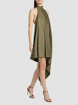 Ronny Kobo Fleur Asymmetric Wool-blend Halter Midi-dress