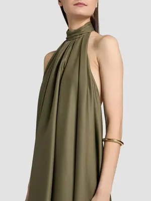 Ronny Kobo Fleur Asymmetric Wool-blend Halter Midi-dress