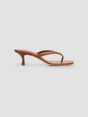 Manolo Blahnik Paterno 50mm Leather Thong Sandals Brown