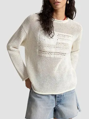 Polo Ralph Lauren Tonal Flag Pointelle Sweater