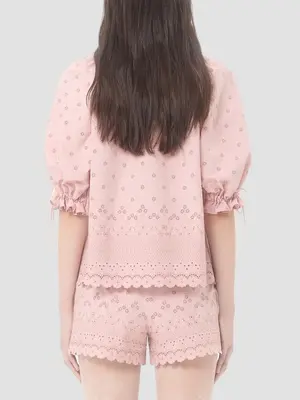 Valentino Garavani Sangallo Lace Top With Fleurs Ajours Margheritine Pattern