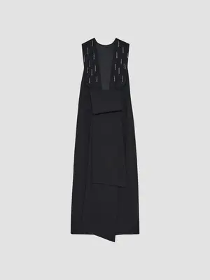 ARMARIUM Mina Embellished Wool Draped Back Midi-dress