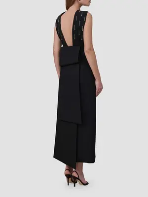 ARMARIUM Mina Embellished Wool Draped Back Midi-dress