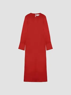 ARMARIUM Bruna Long-sleeve Silk Shift Midi-dress - Red